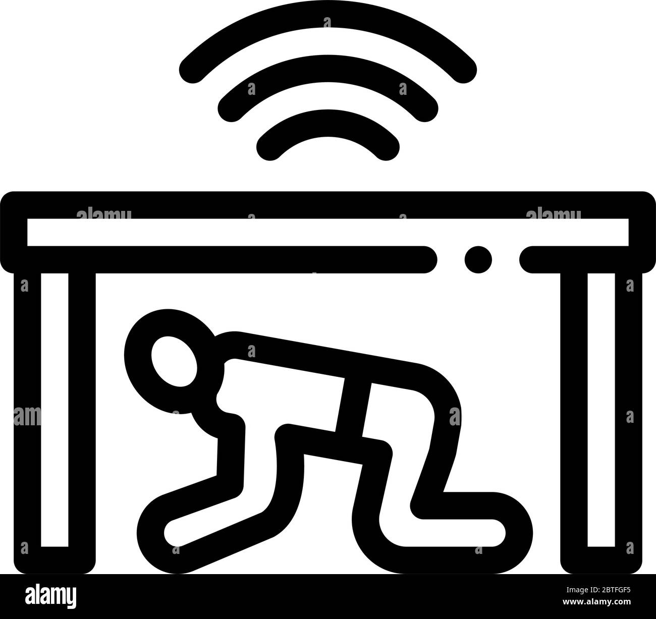 protection hide human under table icon vector outline illustration ...