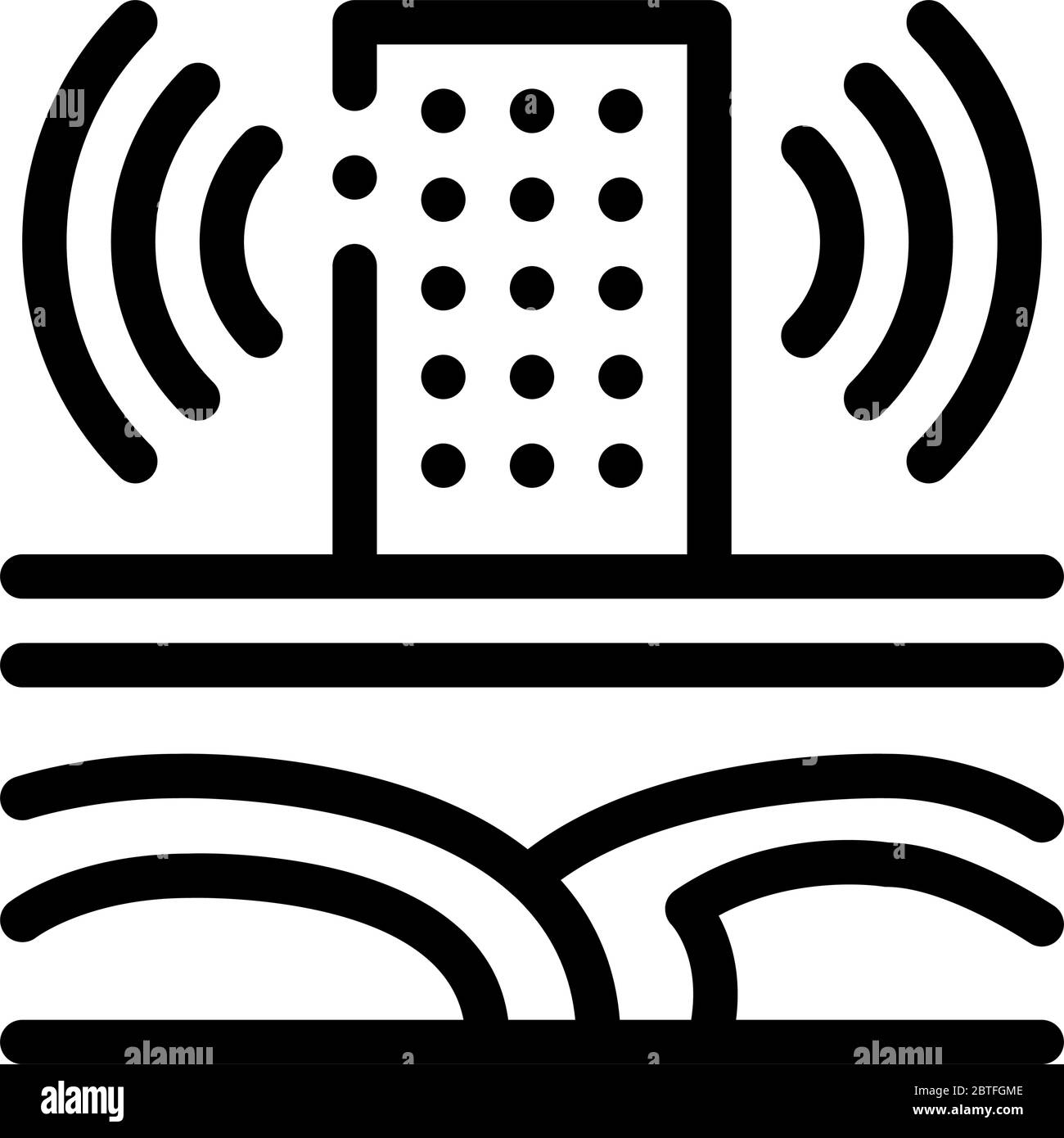 seismic wave high-rise building icon vector outline illustration Stock ...