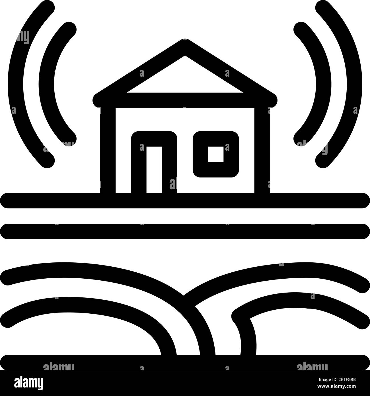 seismic wave residential building icon vector outline illustration ...