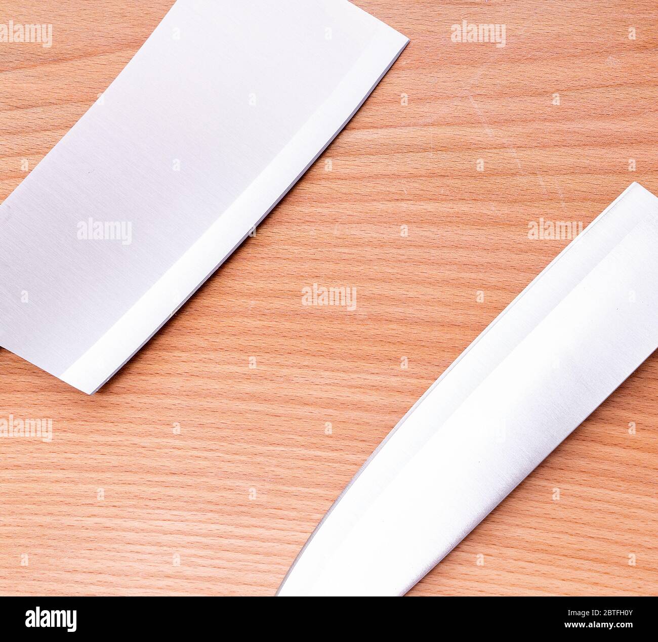 Natural wooden cutting board with a knife, kitchen tools. Tools for ...