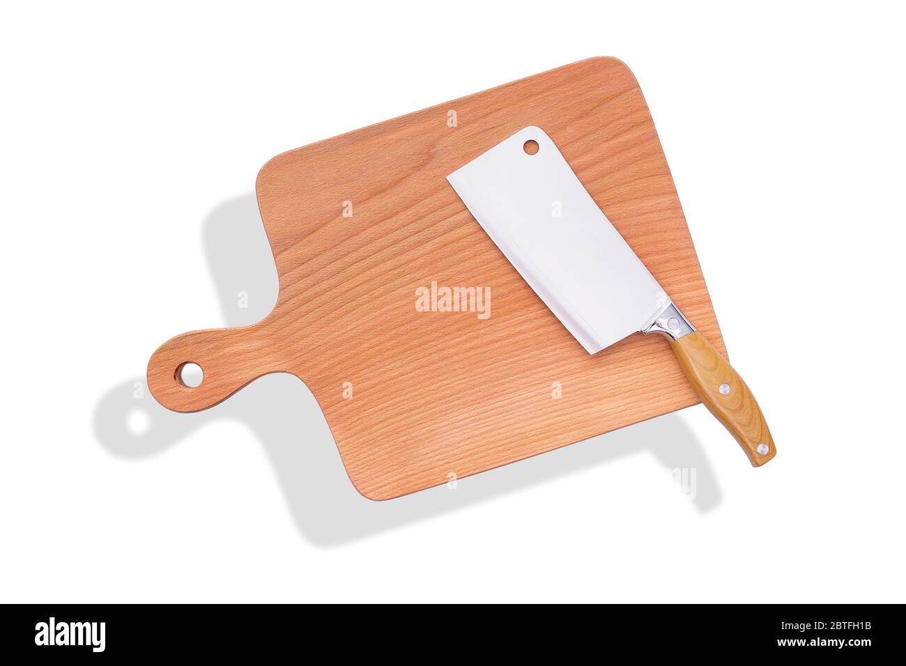 Natural wooden cutting board with a knife, kitchen tools. Tools for ...