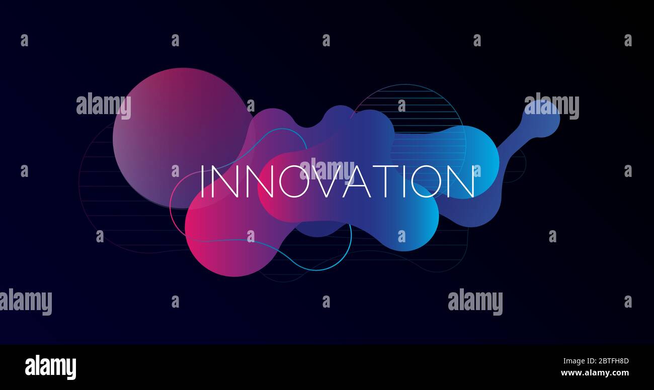 Vector illustration with word INNOVATION and gradient geometric shapes ...
