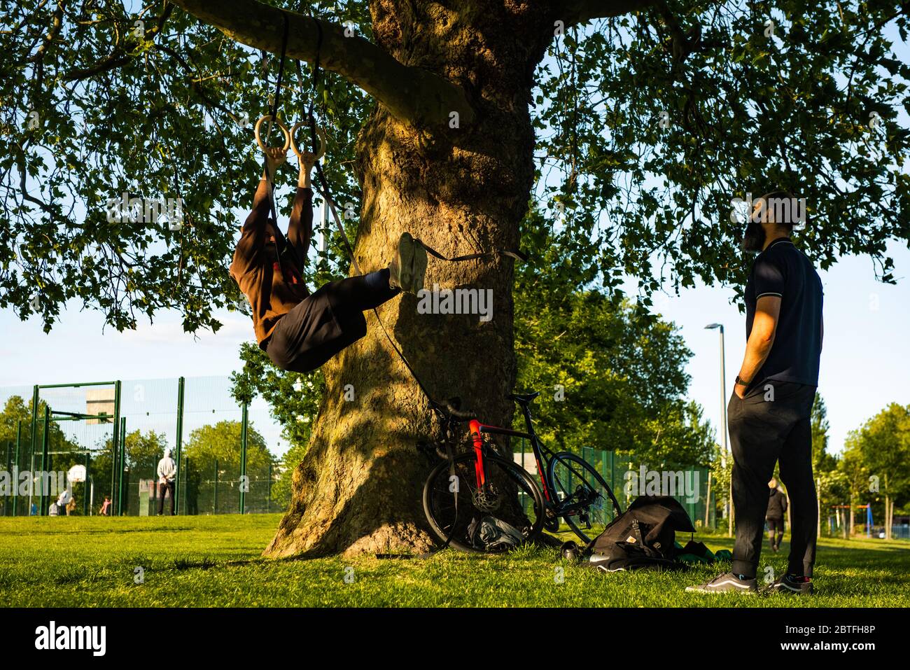 Exercise in the park Stock Photo - Alamy