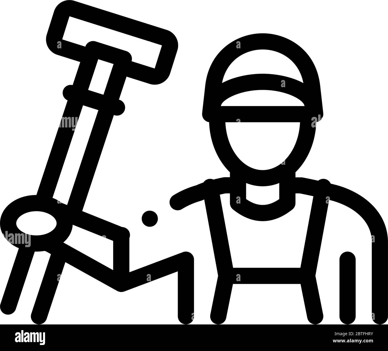 cleaner with carpet brush icon vector outline illustration Stock Vector ...