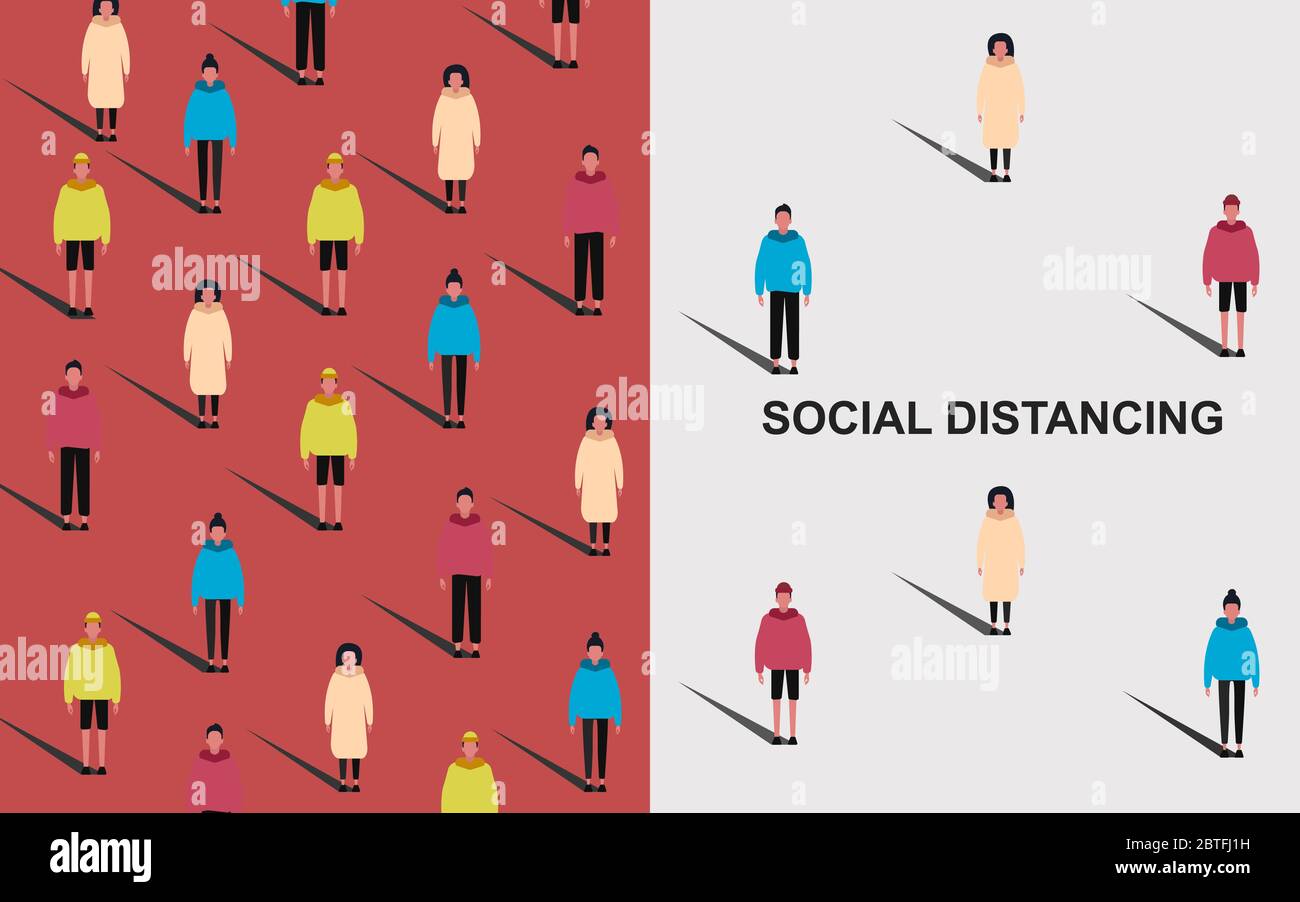 Vector illustration of people keeping safe distance Stock Vector Image ...