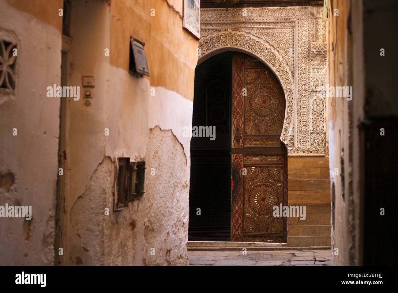 Beautiful Traditional Arabic Door at Fes Old Medina in Morocco Stock ...