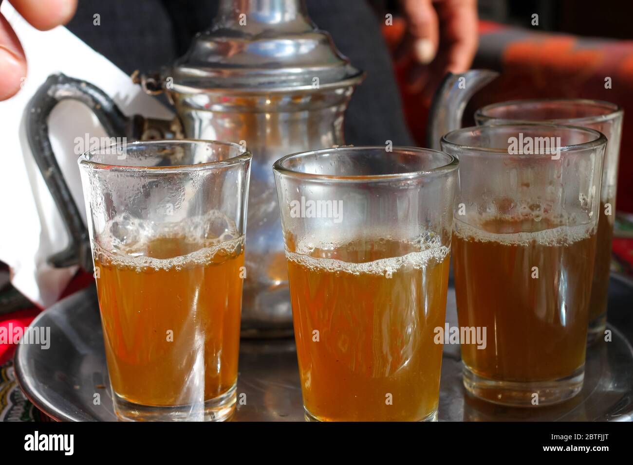 Traditional Moroccan Green Tea with Mint at small town in the Atlas ...