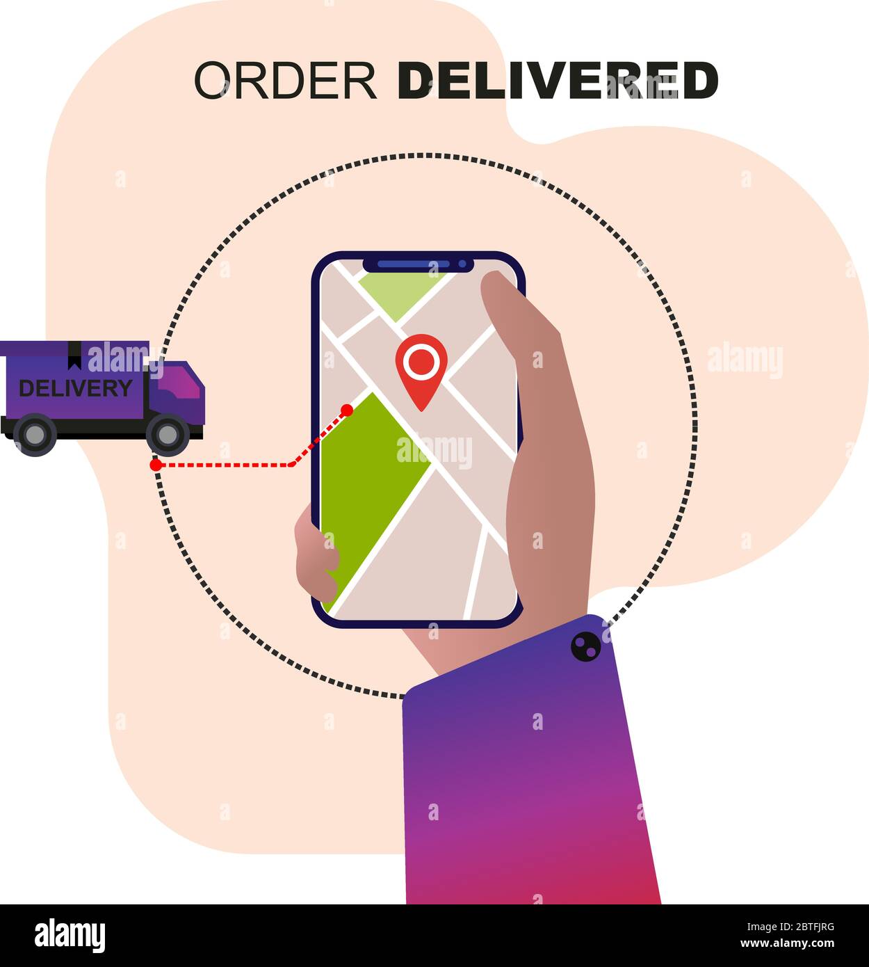 Online mobile app for tracking big load, vector illustration Stock ...