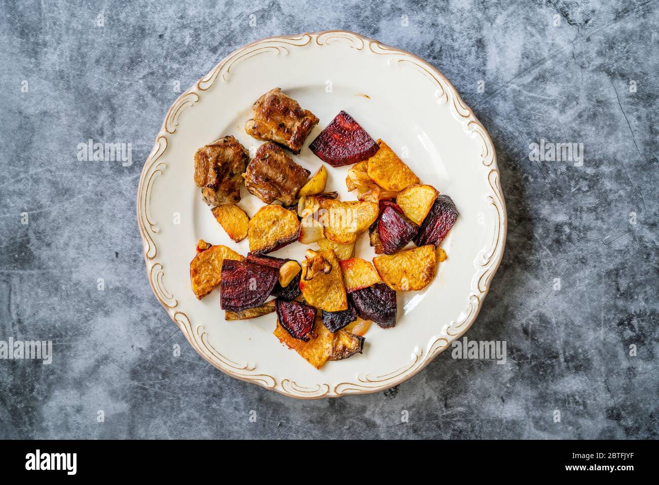 Lamb Steak with Roasted Baked Beet Slices and Potatoes / Turkish Kuzu ...