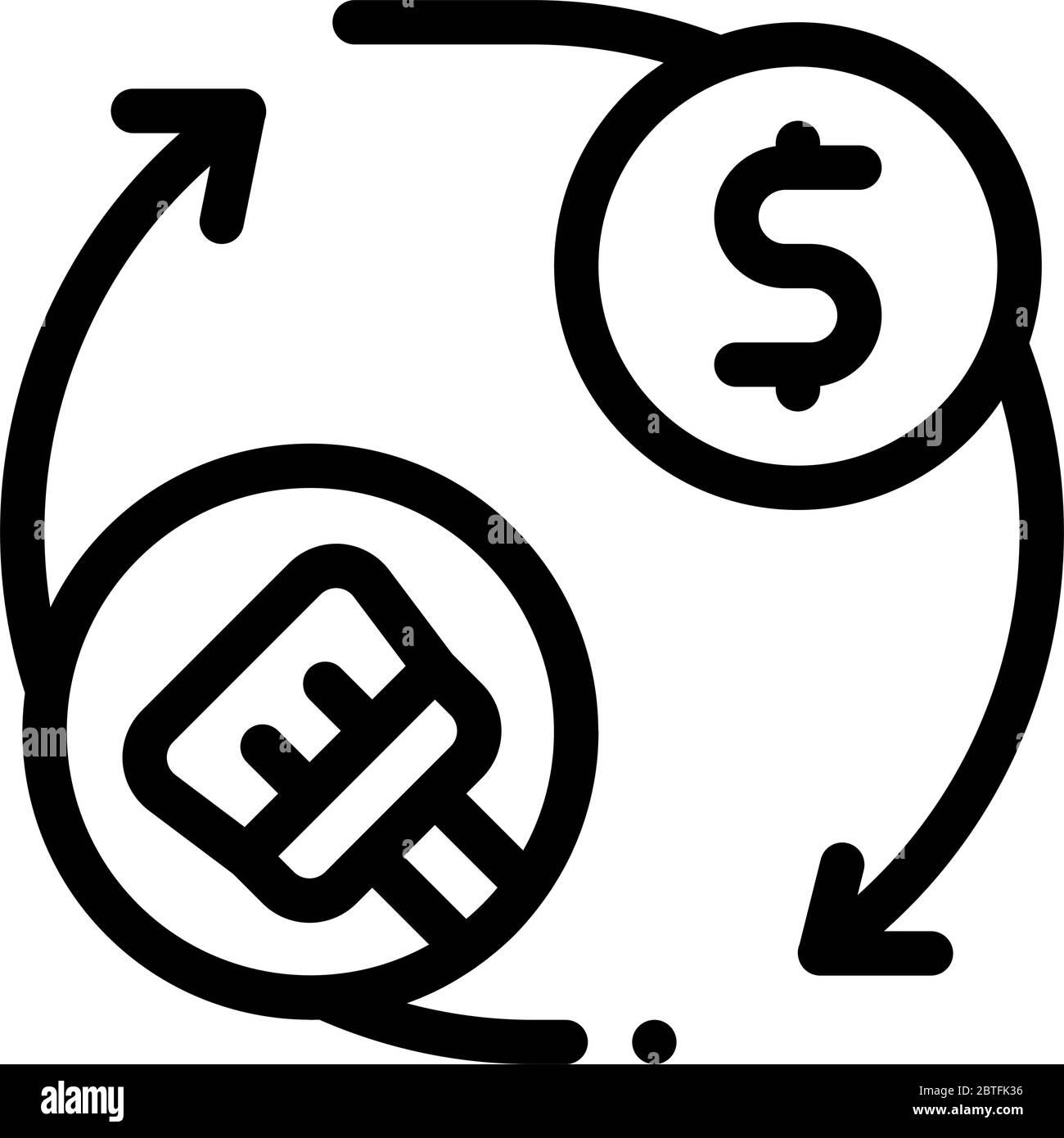 cleaning cycle and money icon vector outline illustration Stock Vector ...