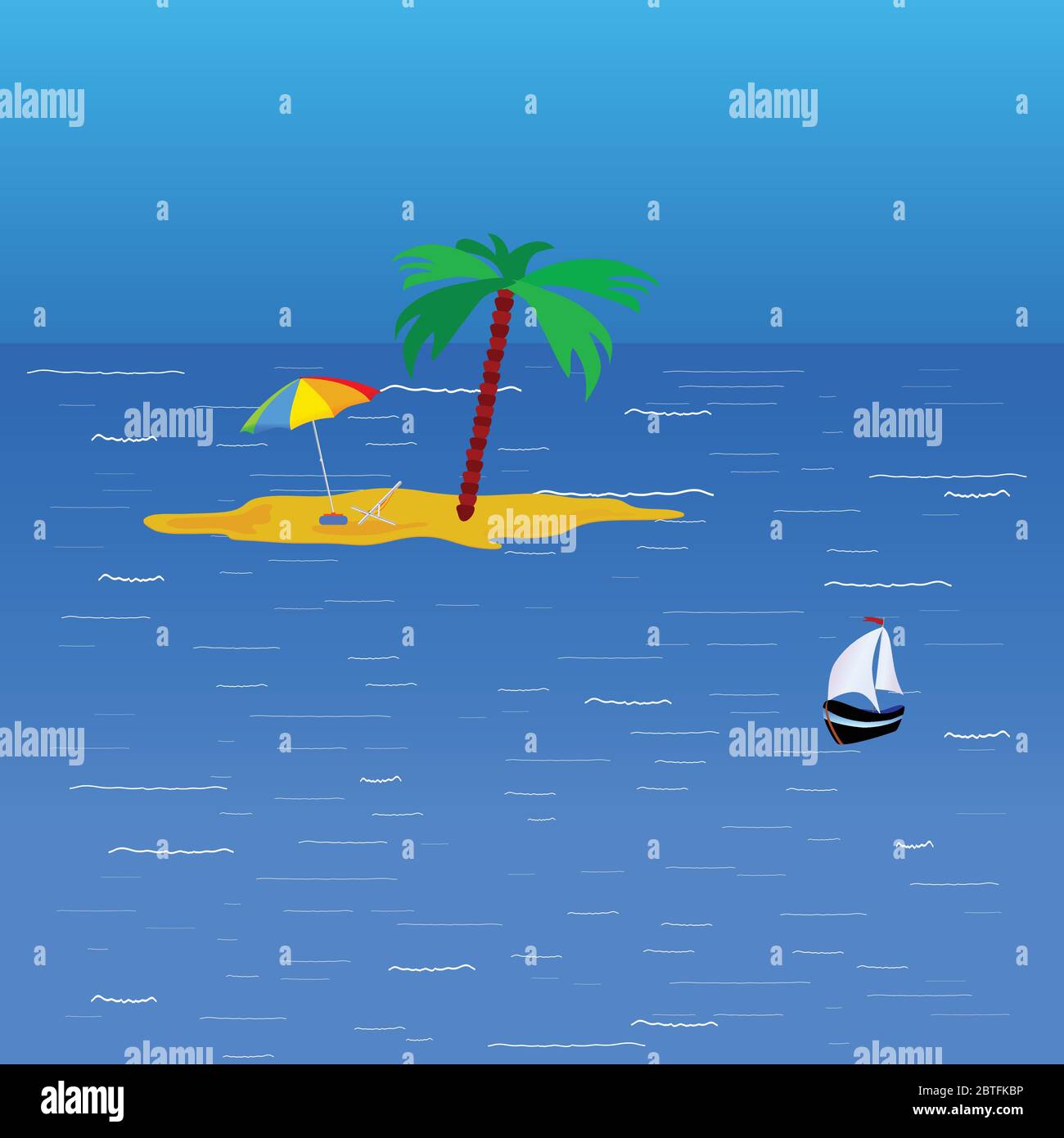 beach on the sea color vector illustration Stock Vector Image & Art - Alamy