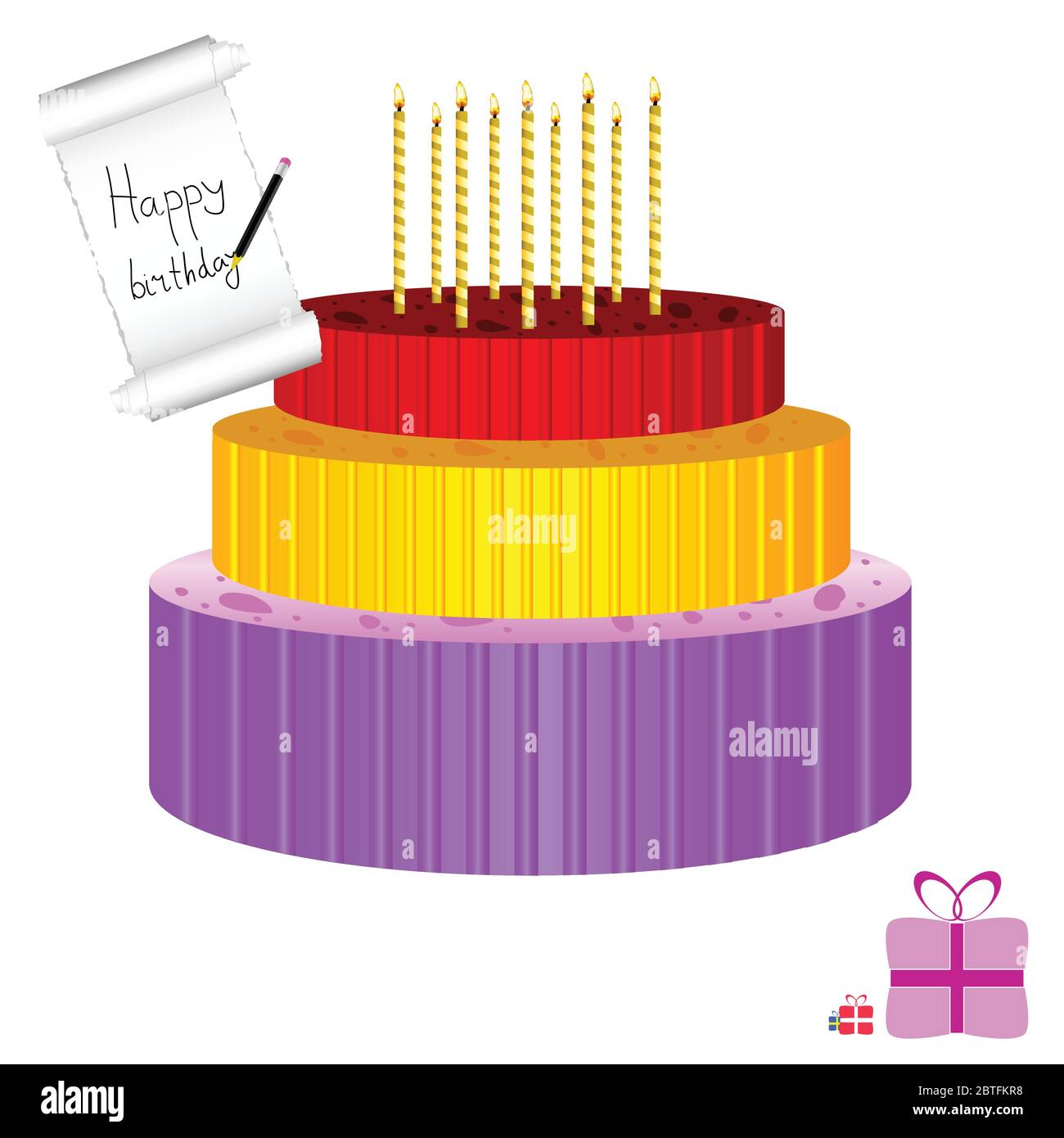 birthday cake with candle vector art illustration Stock Vector Image ...