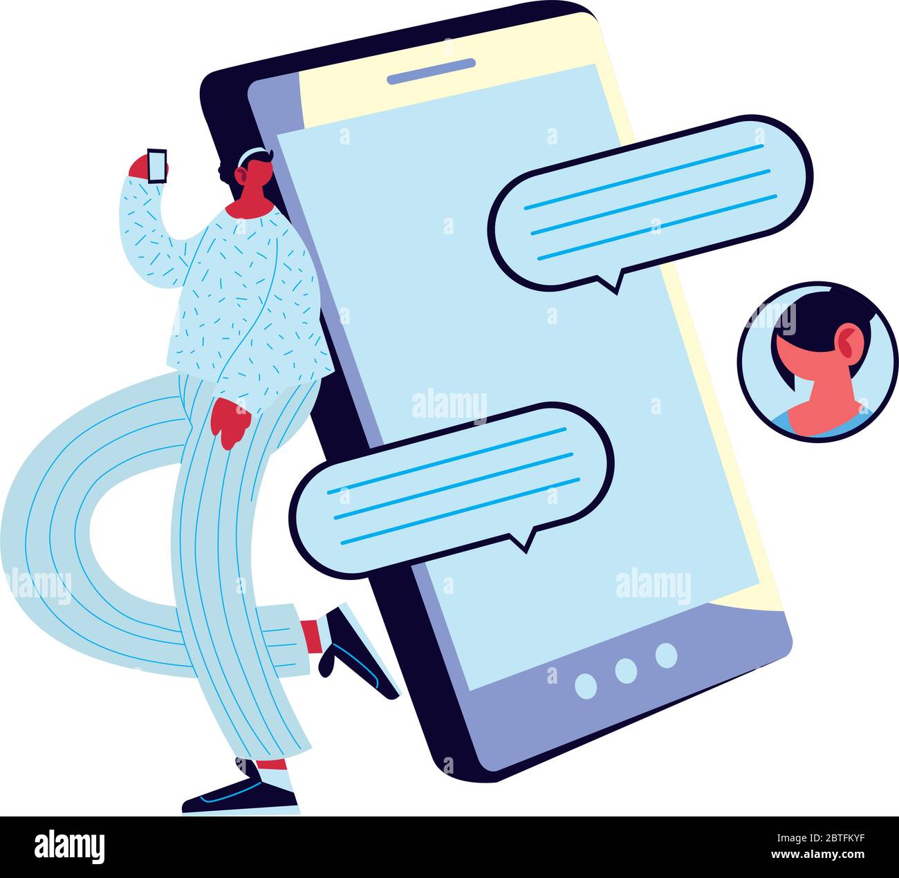 Woman cartoon with smartphone chatting and bubbles design, Message chat ...