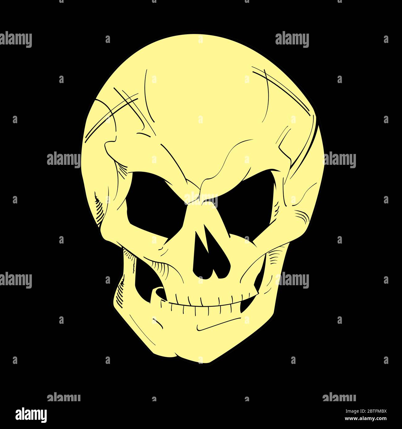 Skull vector drawing isolated on black for t-shirts or posters Stock ...