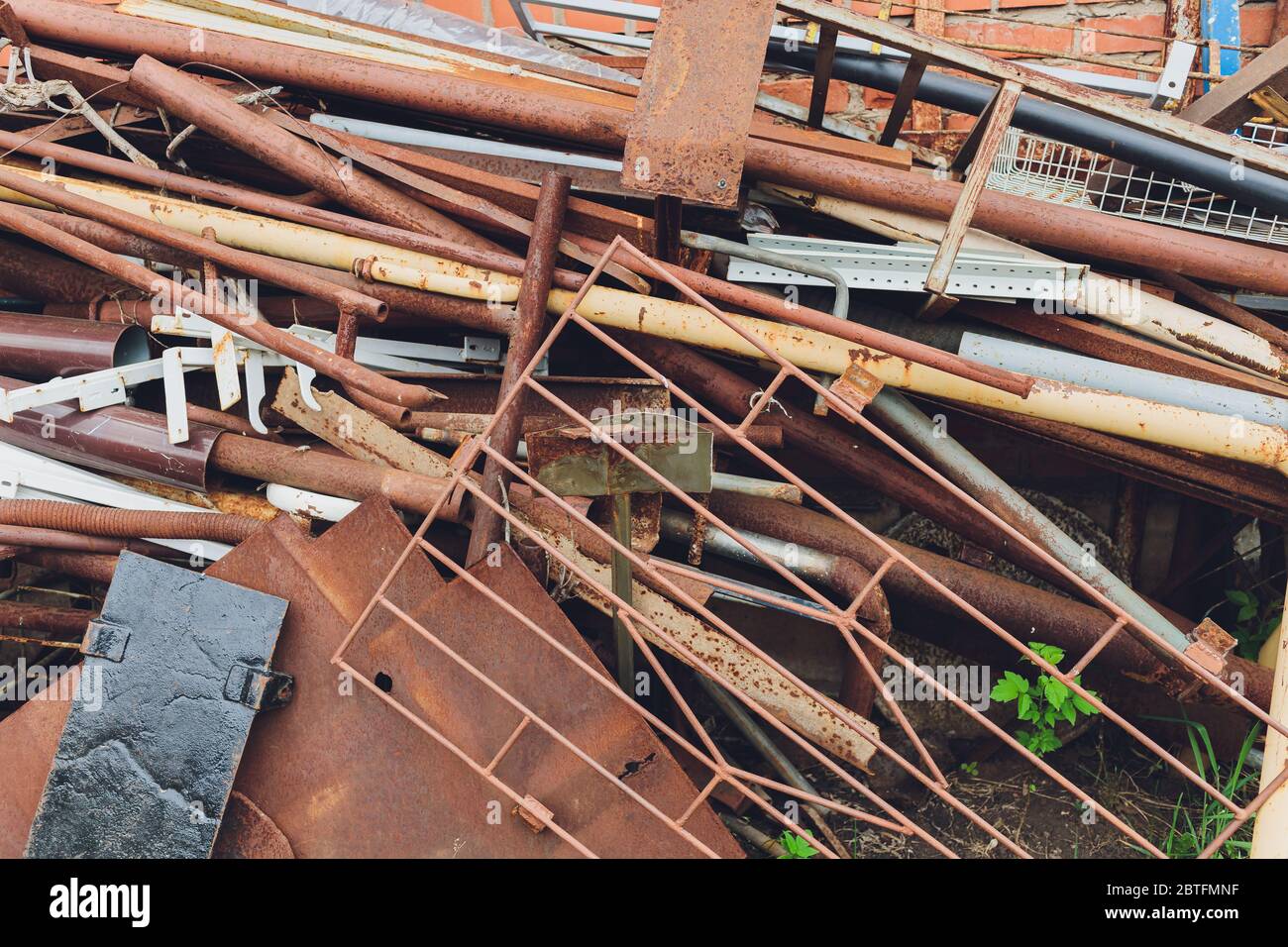 Scrap metal pile junk yard waste for recycling environment Stock Photo ...