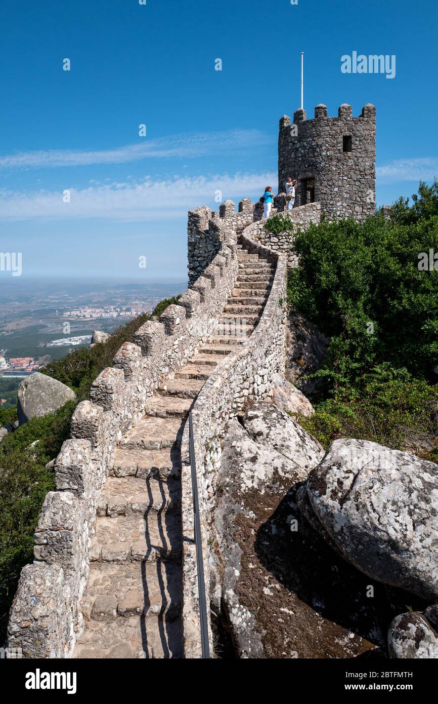 Europe, Portugal, Sintra. View from the Moorish castle in Sintra Stock ...