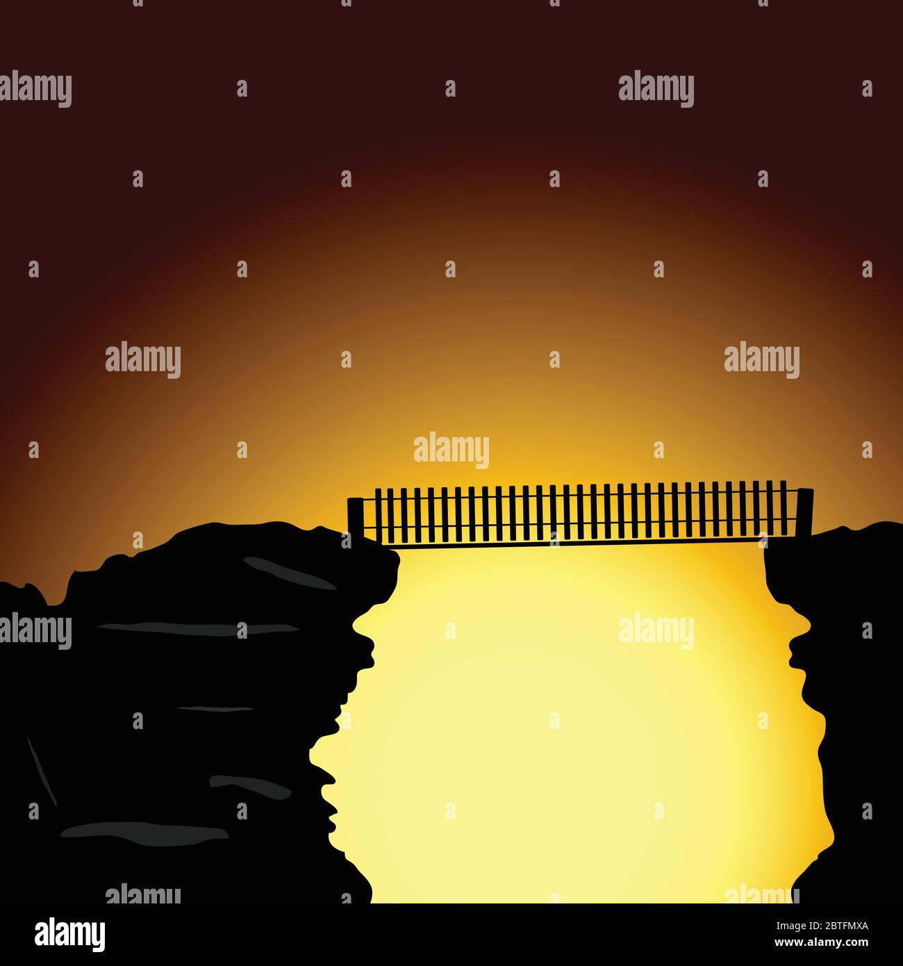 bridge on the cliff vector illustration Stock Vector Image & Art - Alamy