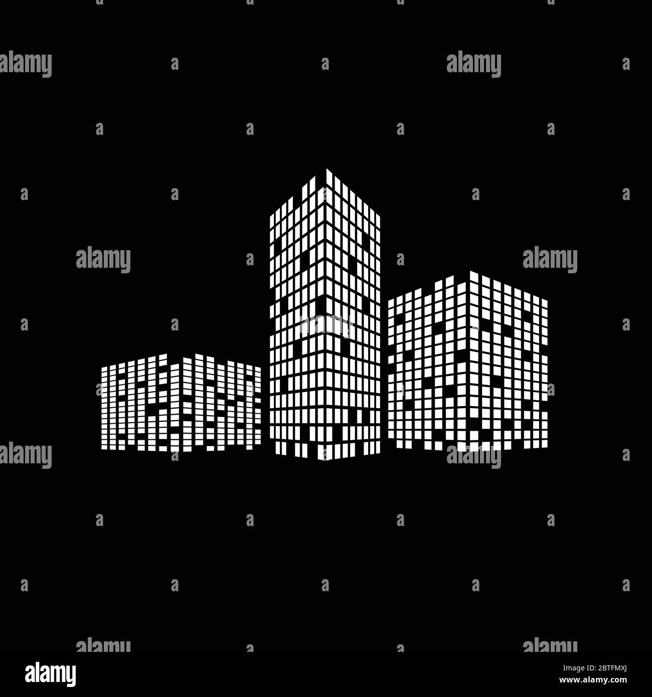 business building illustration on black art vector Stock Vector Image ...