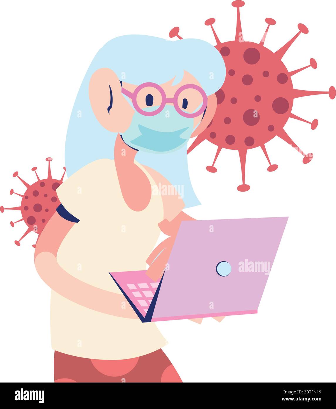 Cartoon illustration sick computer thermometer hi-res stock photography ...