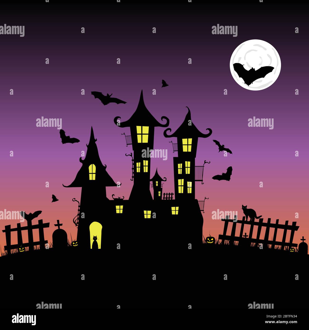 castle with bats vector six illustration Stock Vector Image & Art - Alamy