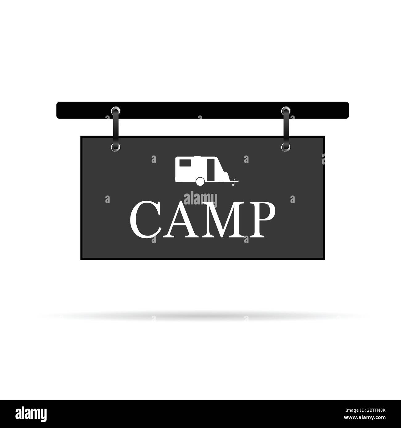 camp sign with trailer vector illustration on white Stock Vector Image ...