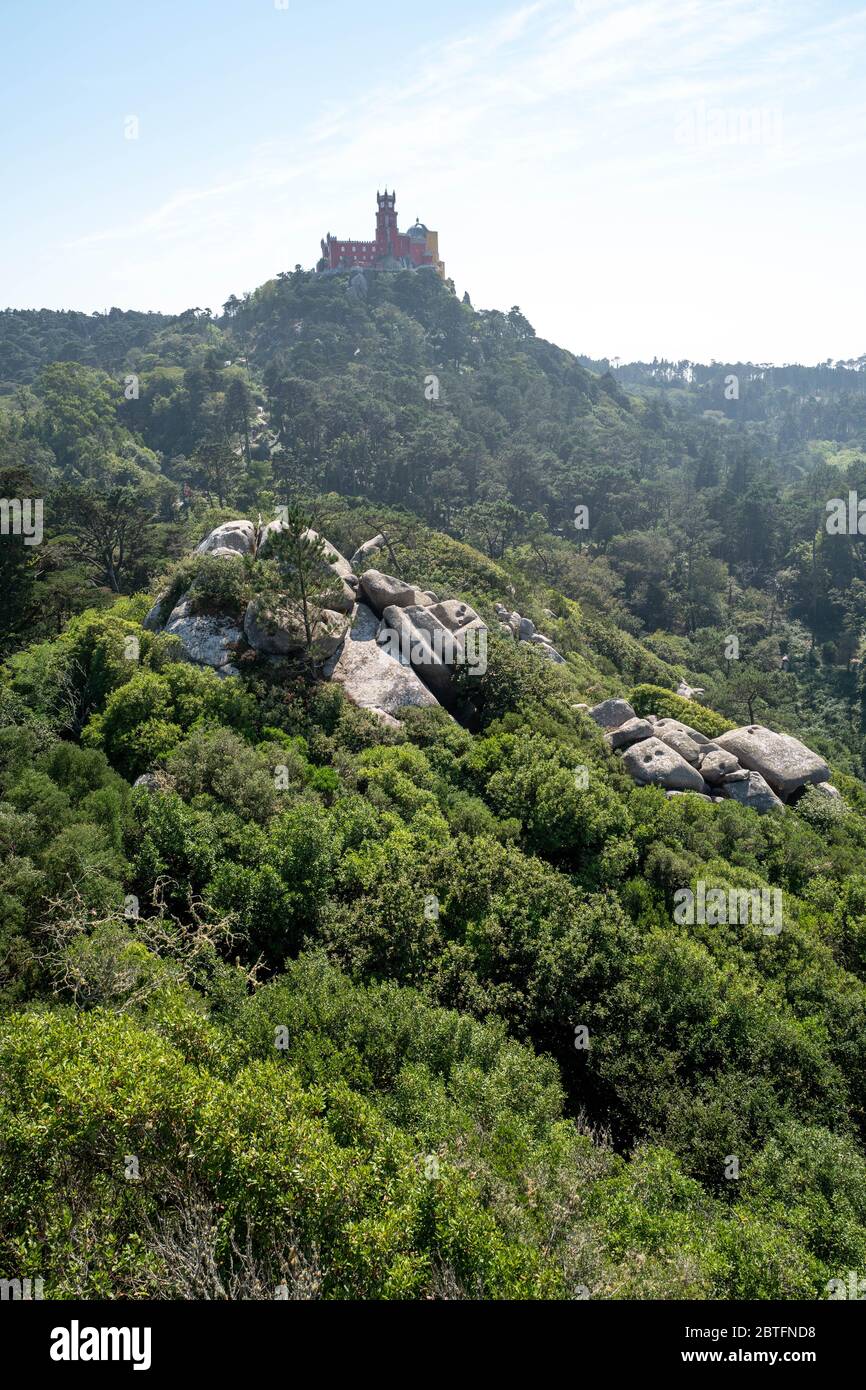 Europe, Portugal, Sintra. View from the Moorish castle in Sintra Stock ...