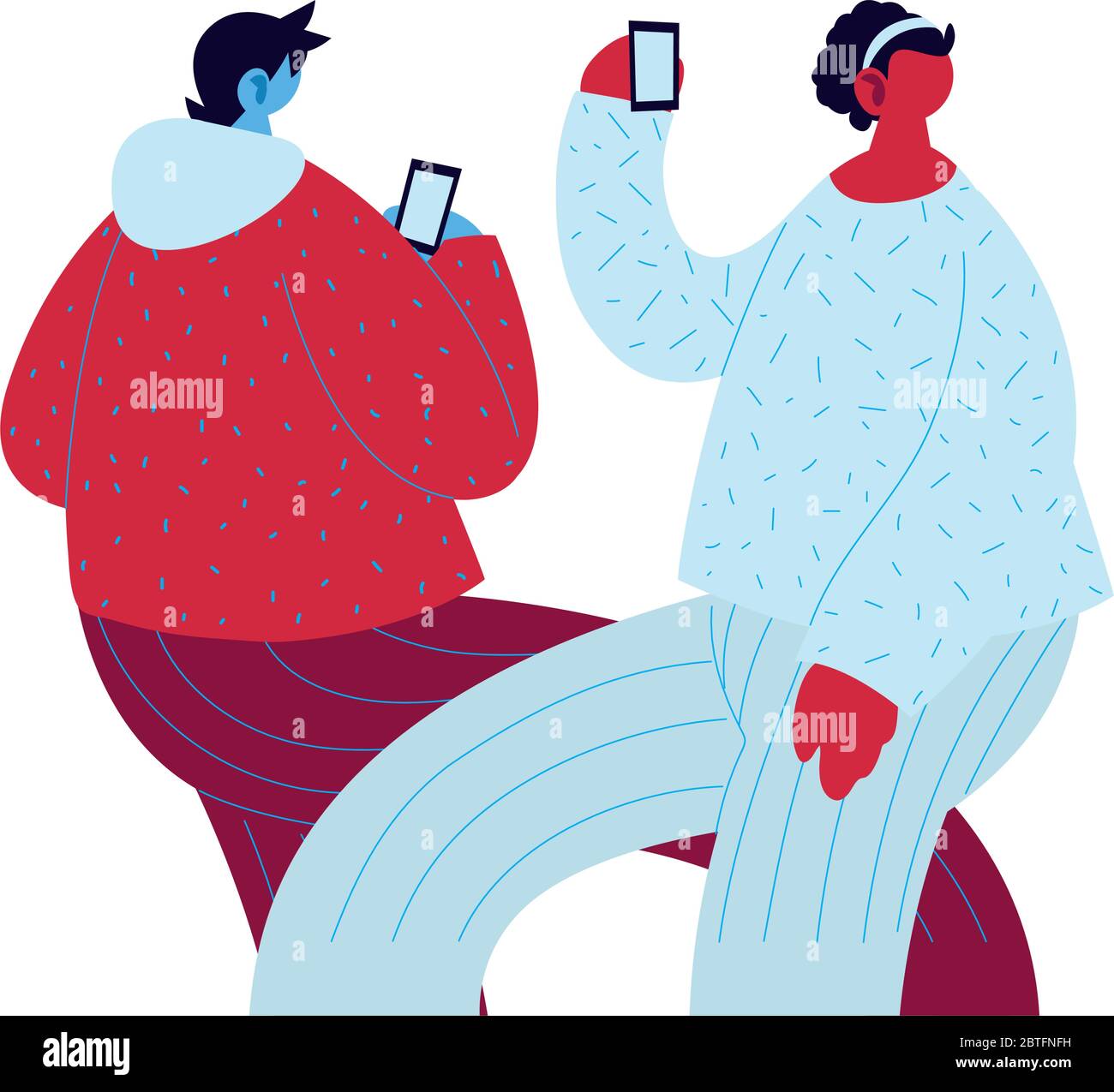 Woman and man cartoon with smartphone chatting design, Message chat and ...