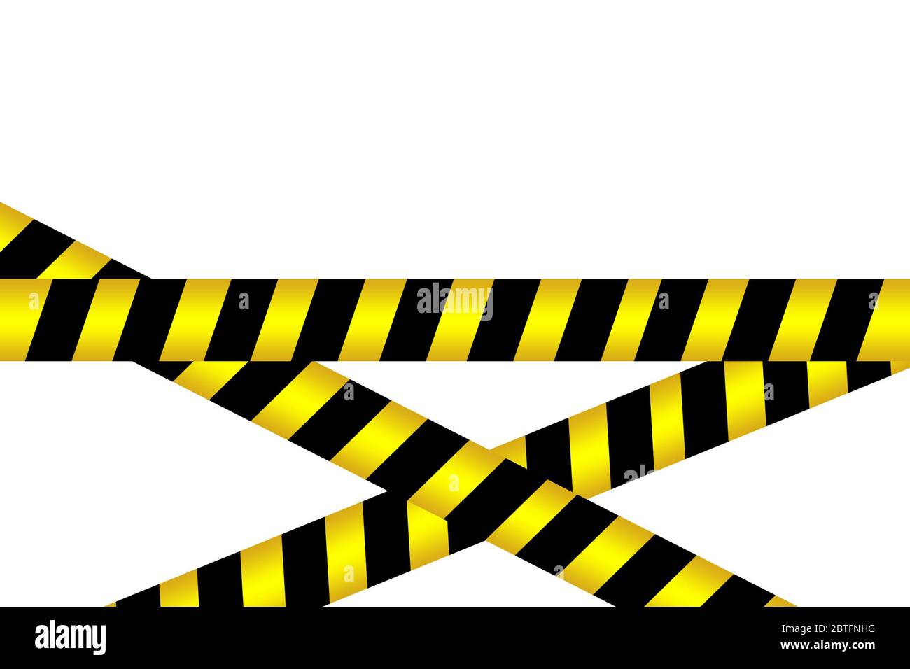 Black and yellow caution striped tapes crossed barrier tapes isolated ...