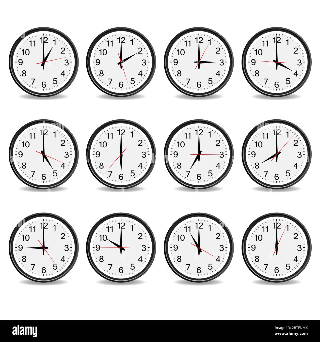 clock that show every hour vector illustration on white Stock Vector ...
