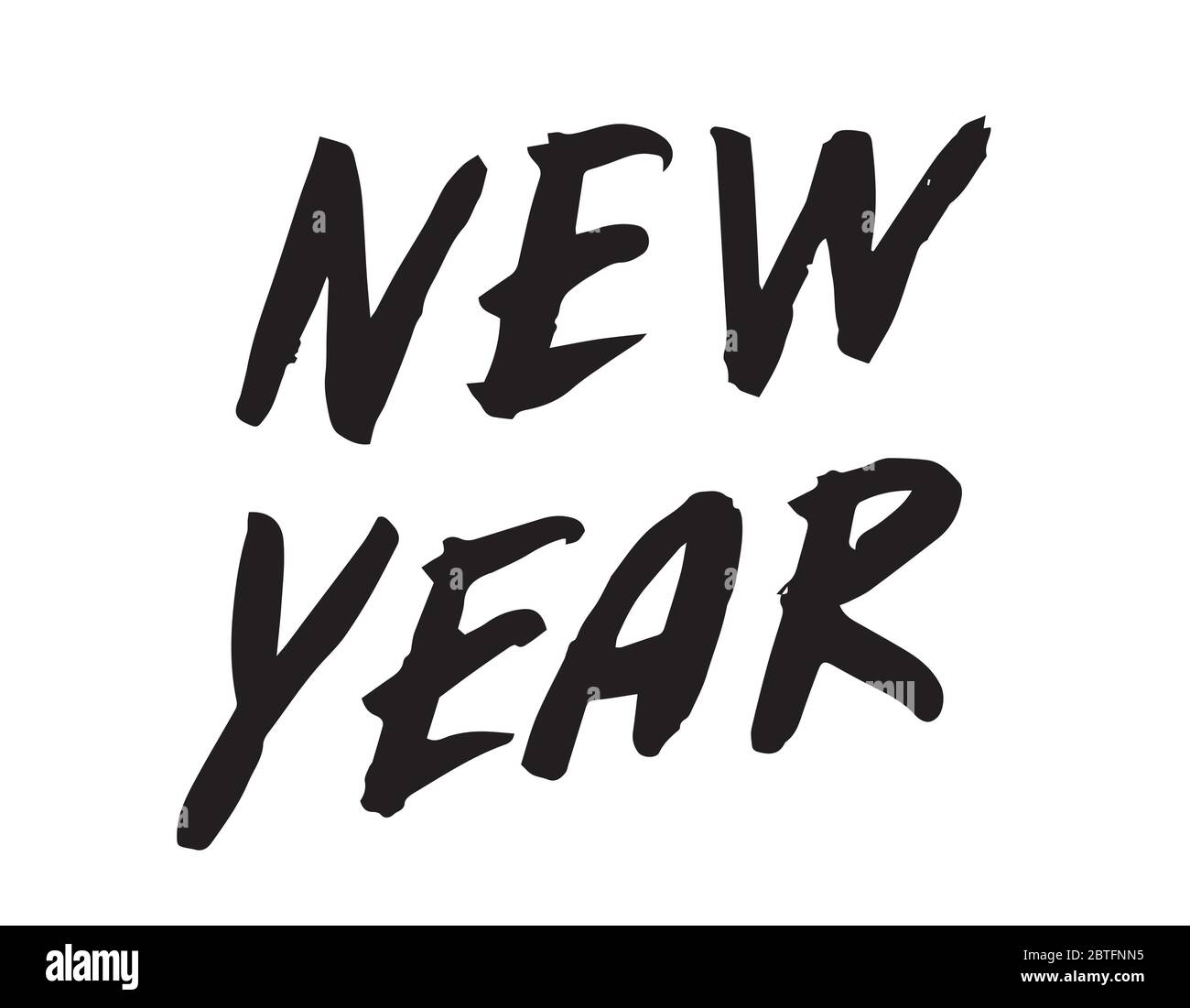 New year brush hand lettering, isolated on white background. Vector ...