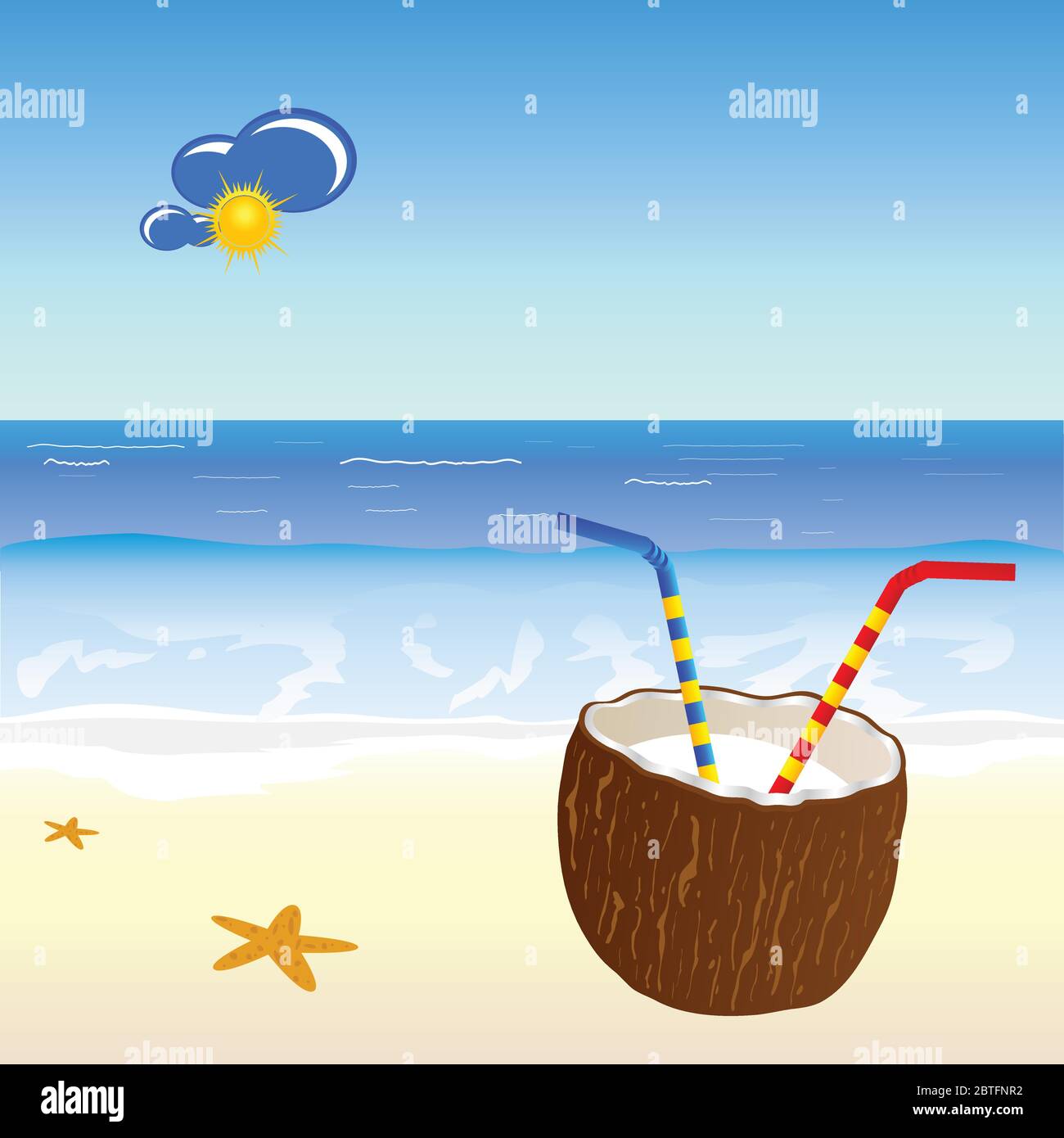 coconut and beach vector illustration part two Stock Vector Image & Art ...