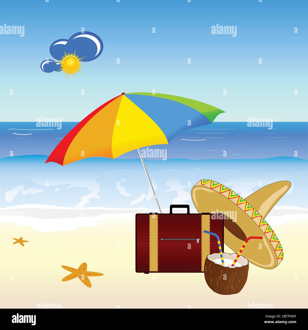 coconut and beach stuff vector illustration Stock Vector Image & Art ...