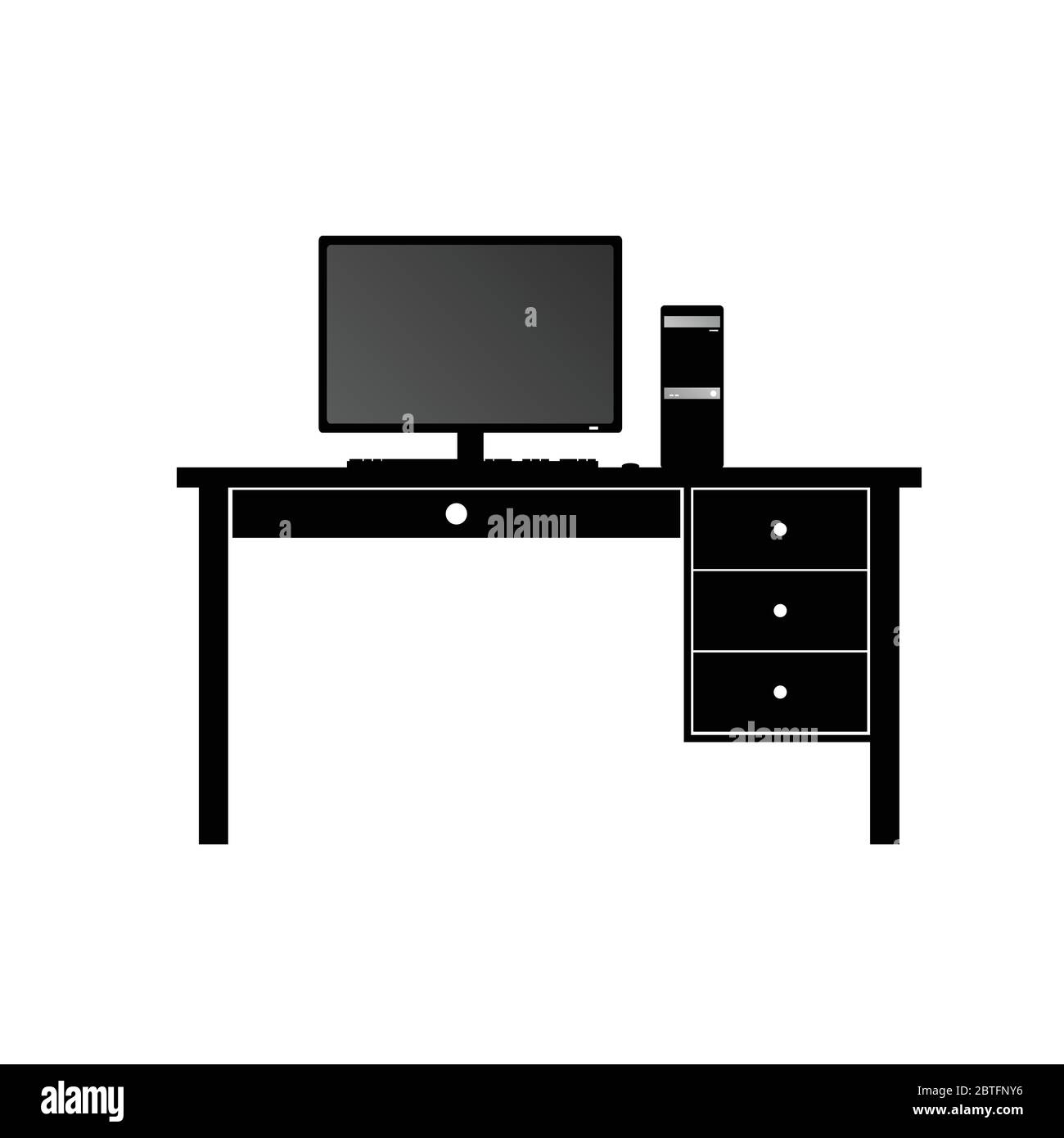 computer and desk for computer vector illustration Stock Vector Image ...