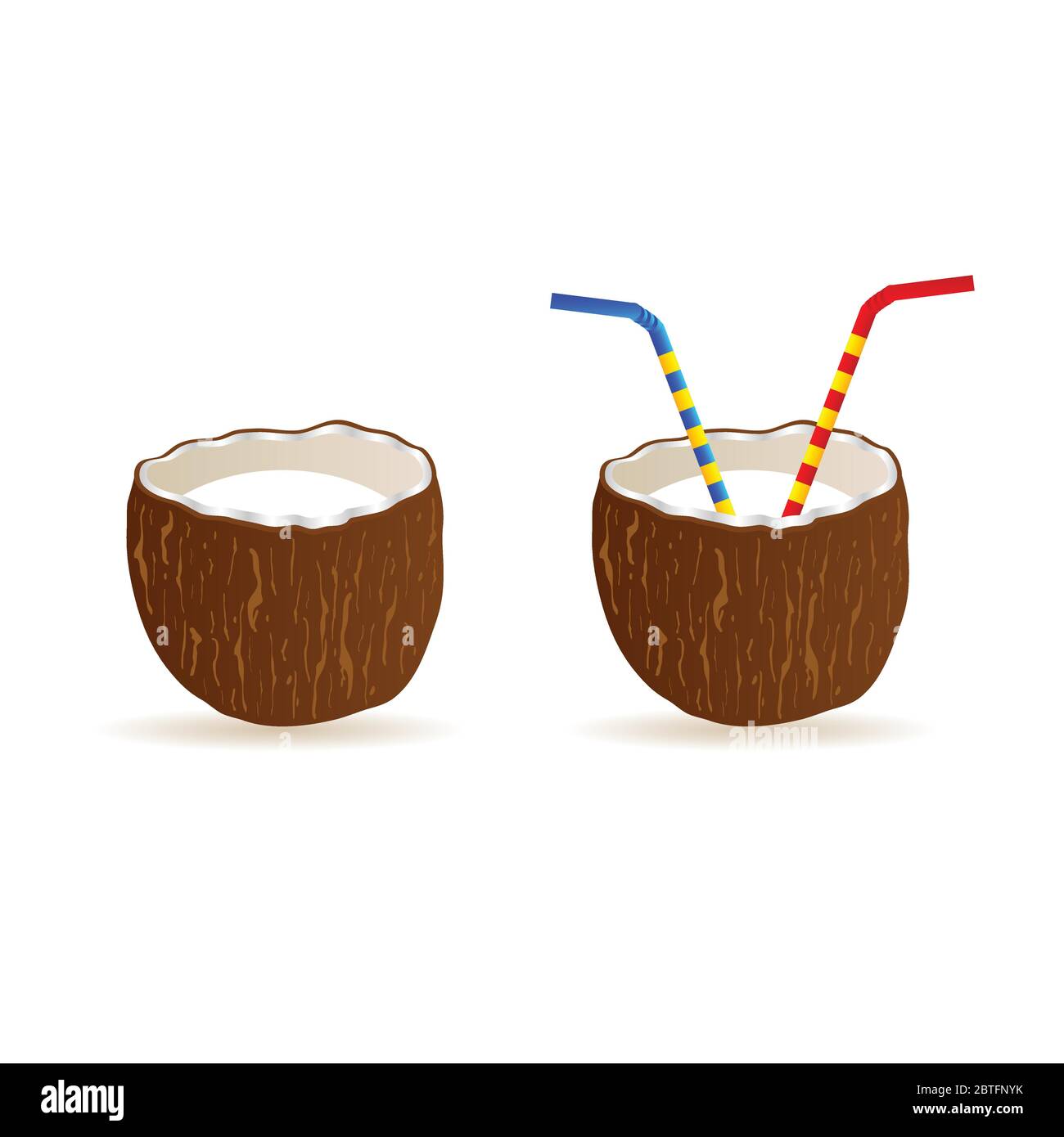 coconut and two straws vector illustration on white Stock Vector Image ...