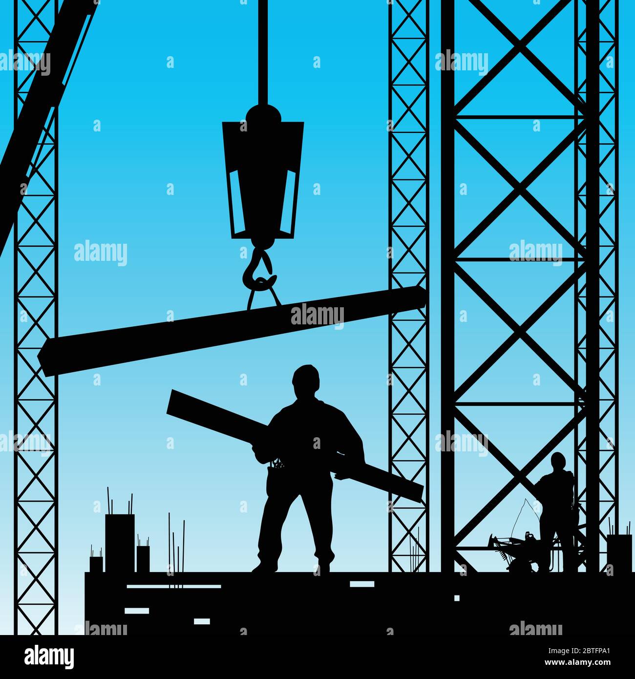 constuction worker silhouette at work vector illustration Stock Vector ...