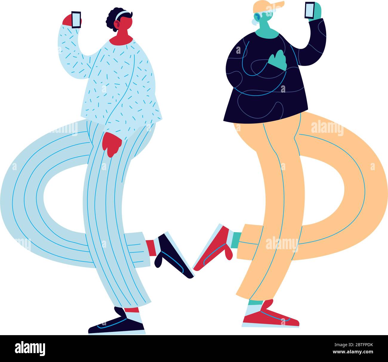 Woman and man cartoon with smartphone chatting design, Message chat and ...