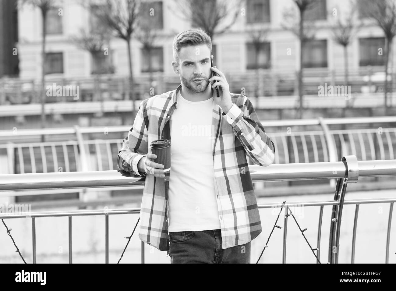 Urban man speaking on Black and White Stock Photos & Images - Alamy