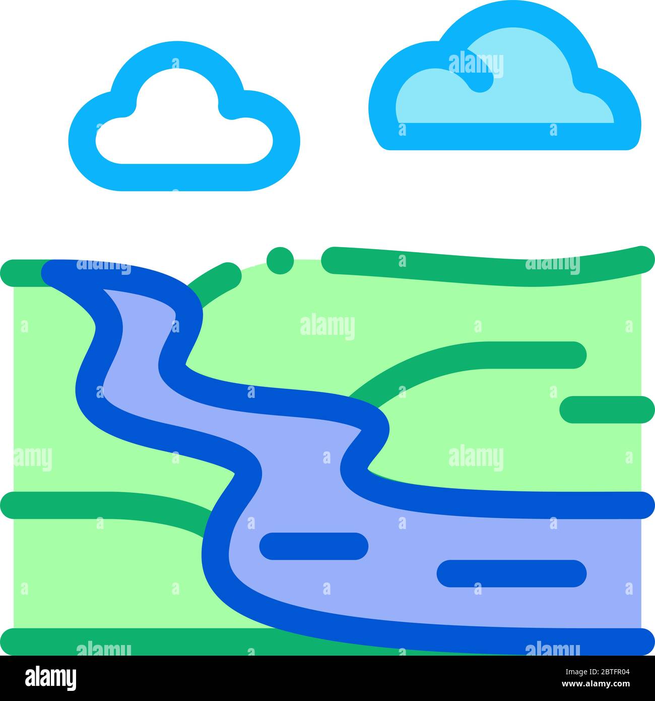 river landscape in countryside icon vector outline illustration Stock ...