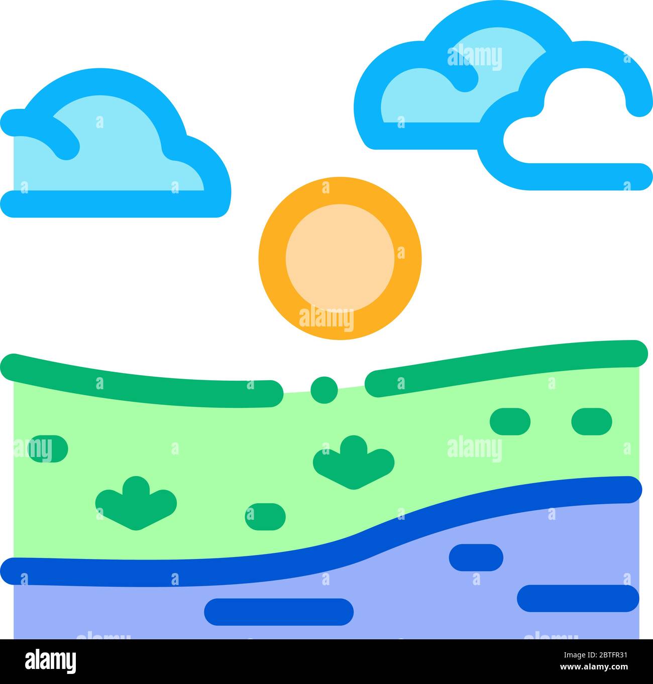 current river among urban city icon vector outline illustration Stock ...