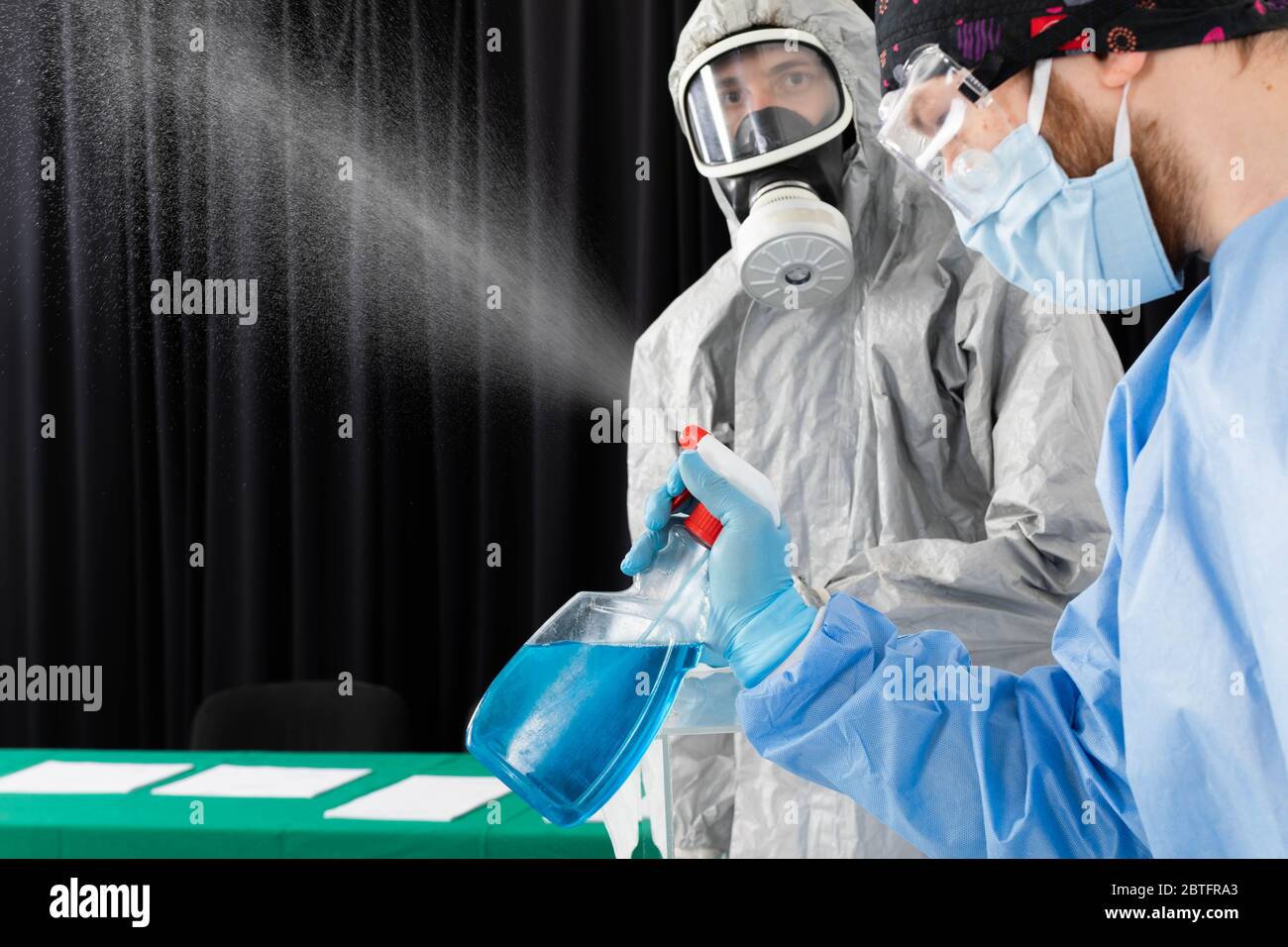 Sprinkler test intended for disinfection by professional employees of ...