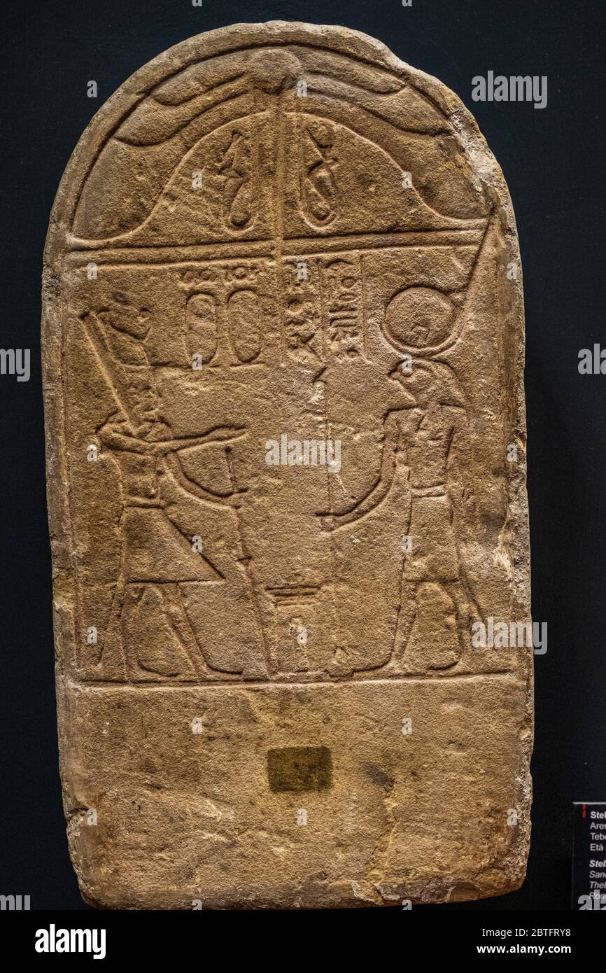 Stela dedicated to the god Khonsu, sandstone, Thebes, Roman Period ...
