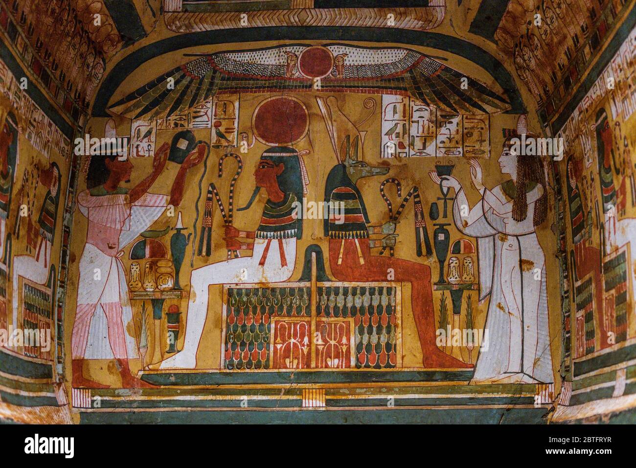 anthropomorphic mummy coffin, painting detail, Gregorian Egyptian ...