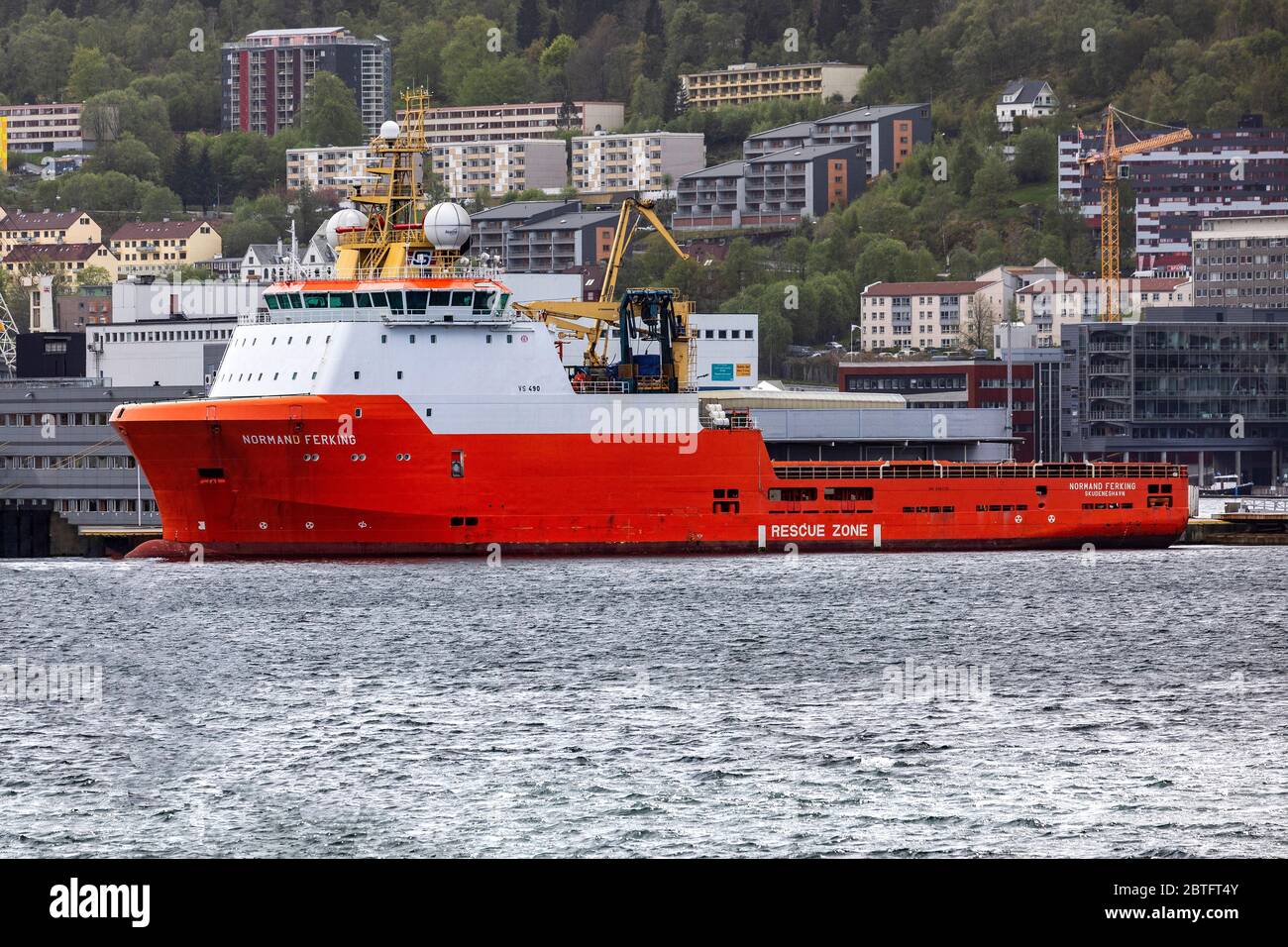 Offshore AHTS anchor handling tug supply vessel Normand Ferking moored ...