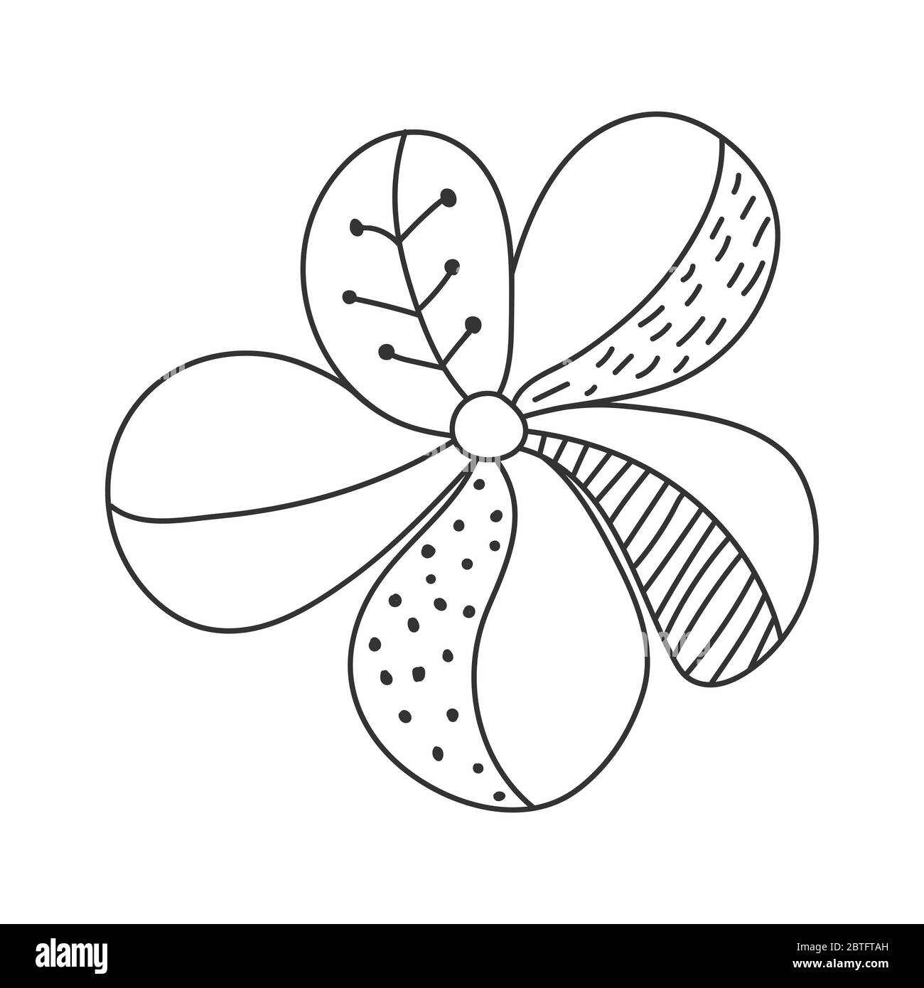 Vector illustration of a flower, empty outline isolated on a white ...