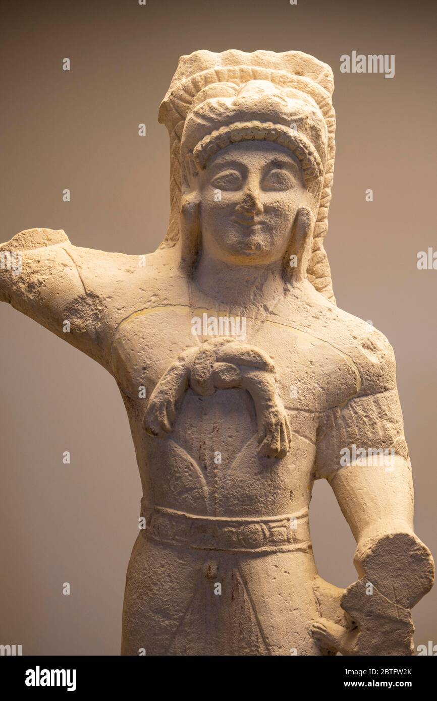 statue of the god Melqart, Heracles, probably from Cyprus, limestone ...