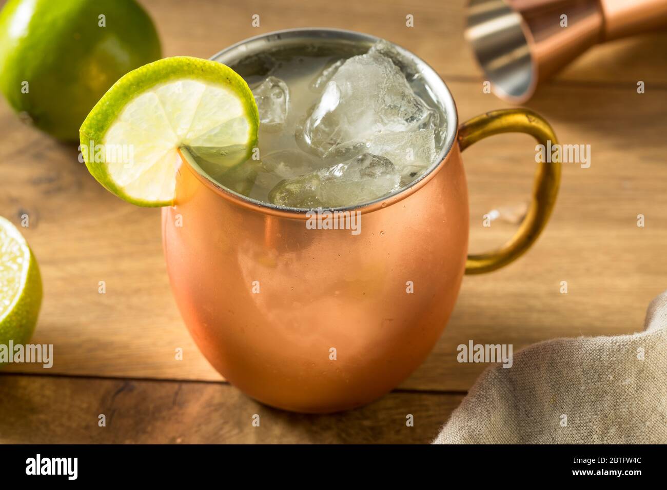 Homemade Vodka Moscow Mule with Ginger Beer and Lime Stock Photo - Alamy
