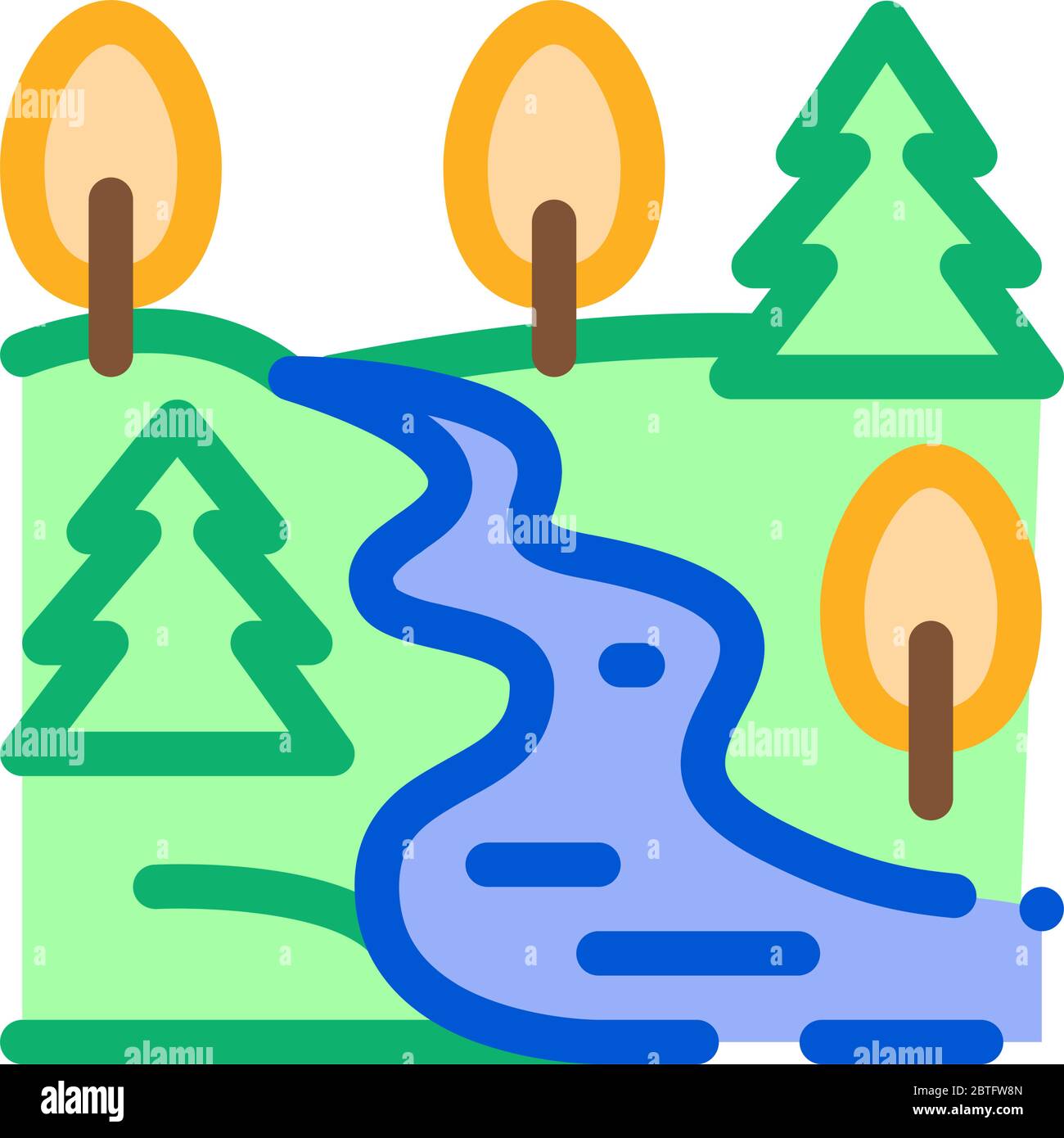 mountain and forest terrain icon vector outline illustration Stock ...