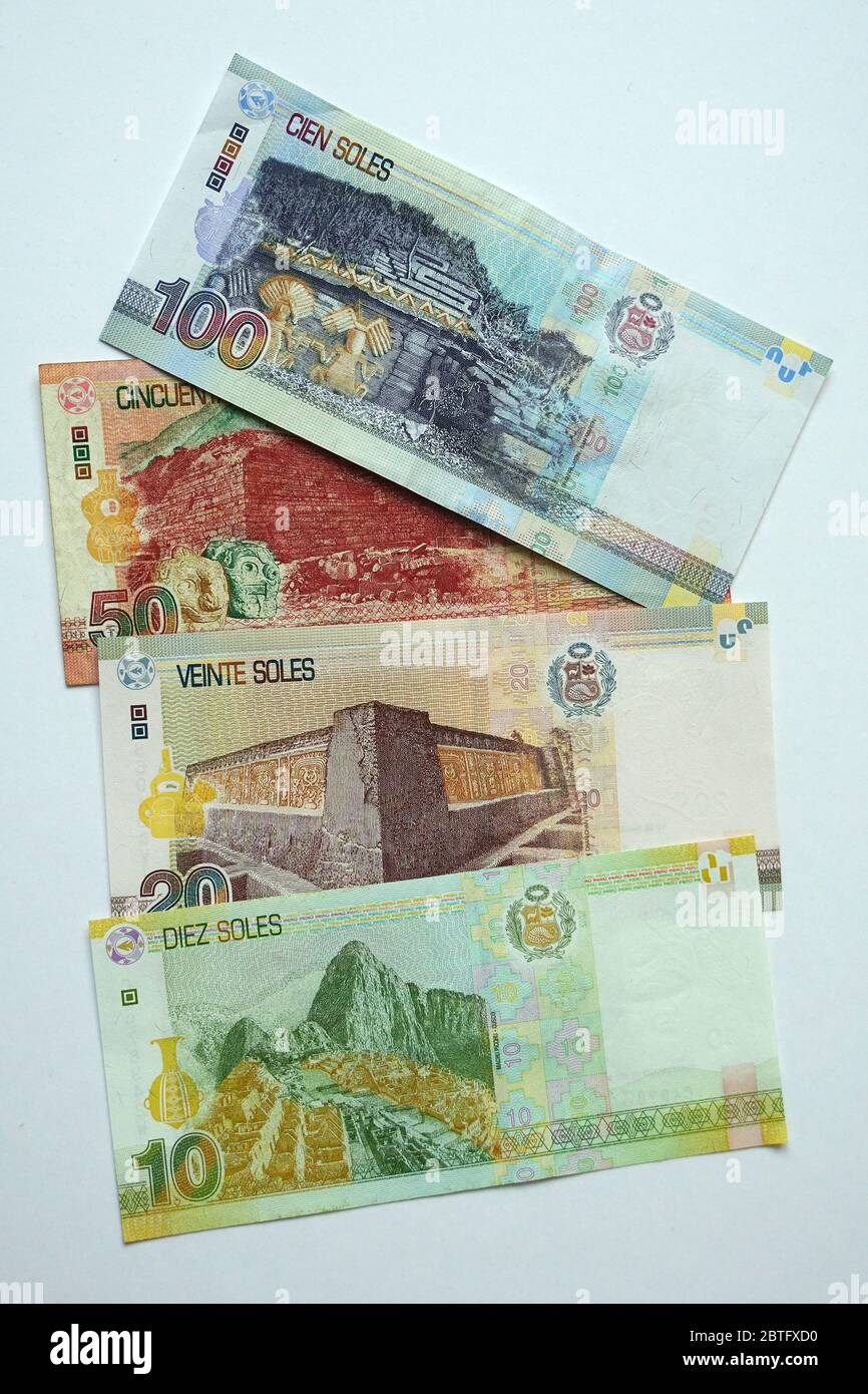 Peruvian sol, Peruvian currency, Peruanischer Sol, banknote, PEN, Peru ...