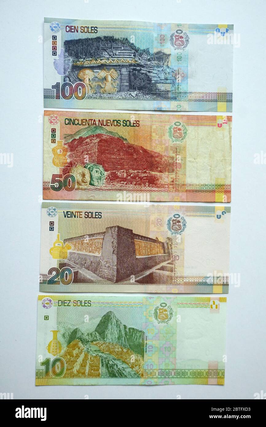 Peruvian sol, Peruvian currency, Peruanischer Sol, banknote, PEN, Peru ...