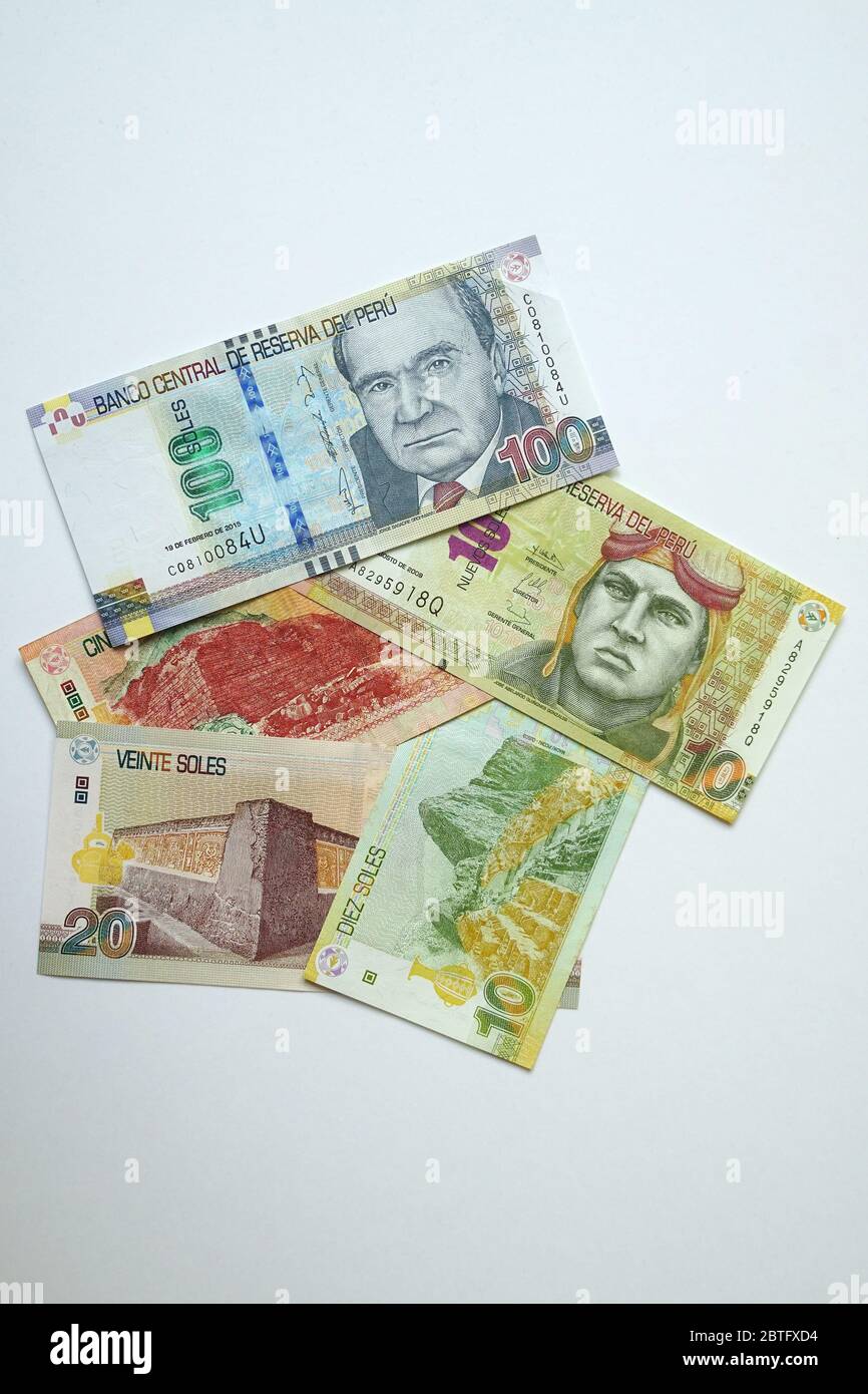 Peruvian sol, Peruvian currency, Peruanischer Sol, banknote, PEN, Peru ...